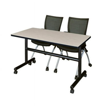 48" x 24" Kobe Training Table- Cherry & 2 Apprentice Chairs- Black ...