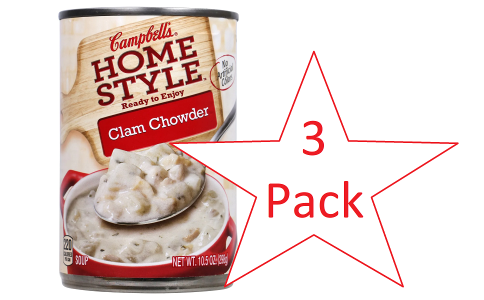 Campbell's Home Style Clam Chowder Soup 10.5 oz, 3 Pack - Walmart.com