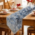 Blue Flowers Tree Table Runner Linen Burlap Table Runner 120 Inches ...