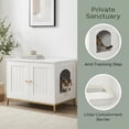 Cat Litter Box Enclosure, Cat Washroom Furniture with Metal Frame, Pet ...