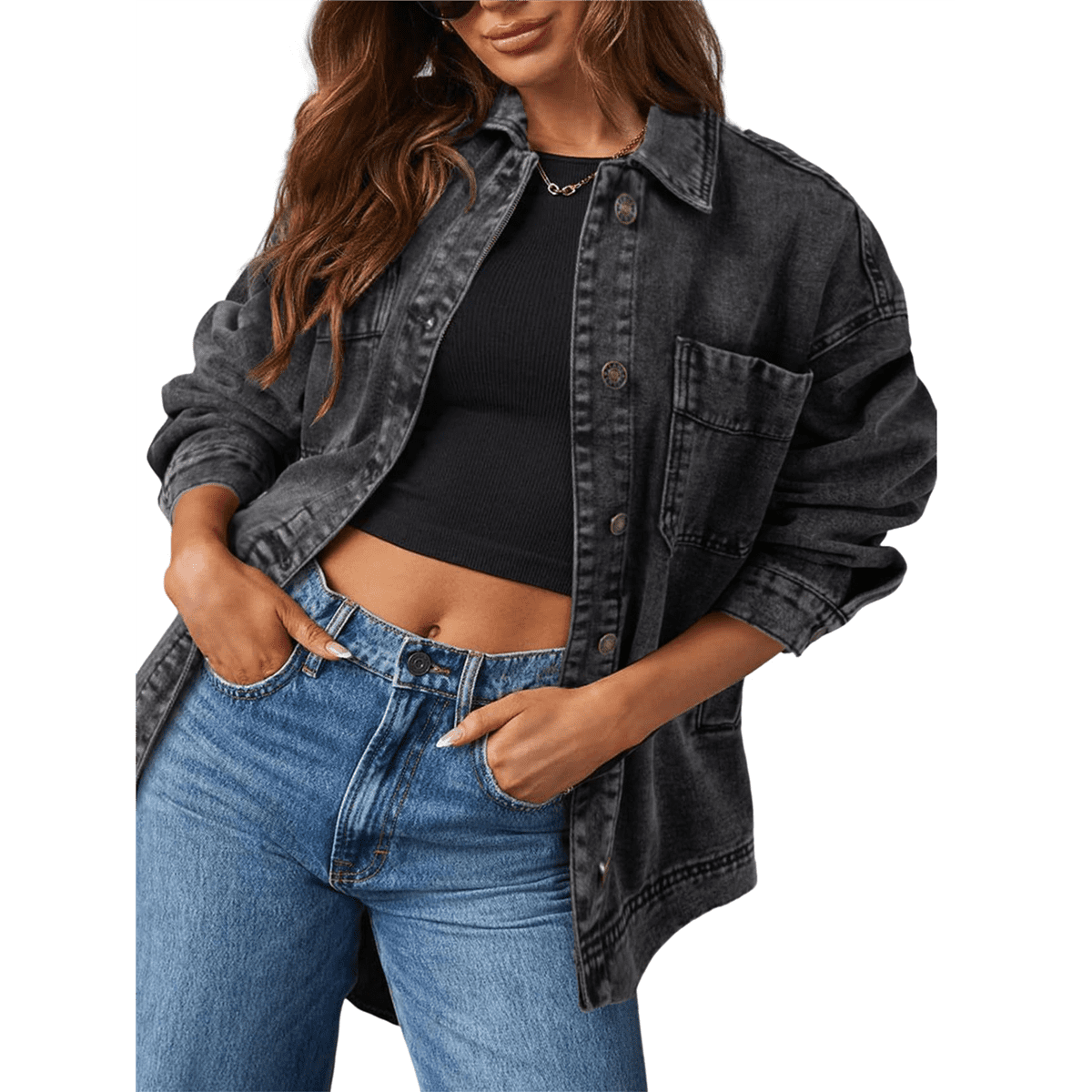 Click here for Unbranded Jean Jacket For Women Distressed Long Sl... prices