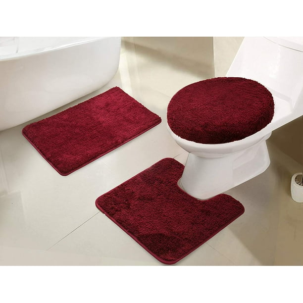 Imperial 3-Piece Bath Rug Set in Burgundy - Walmart.com