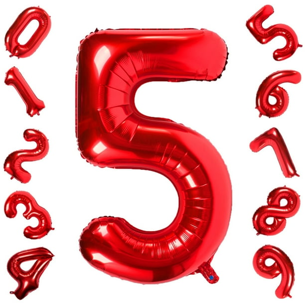 Red 5 Balloons,40 Inch Birthday Foil Balloon Party Decorations Supplies ...