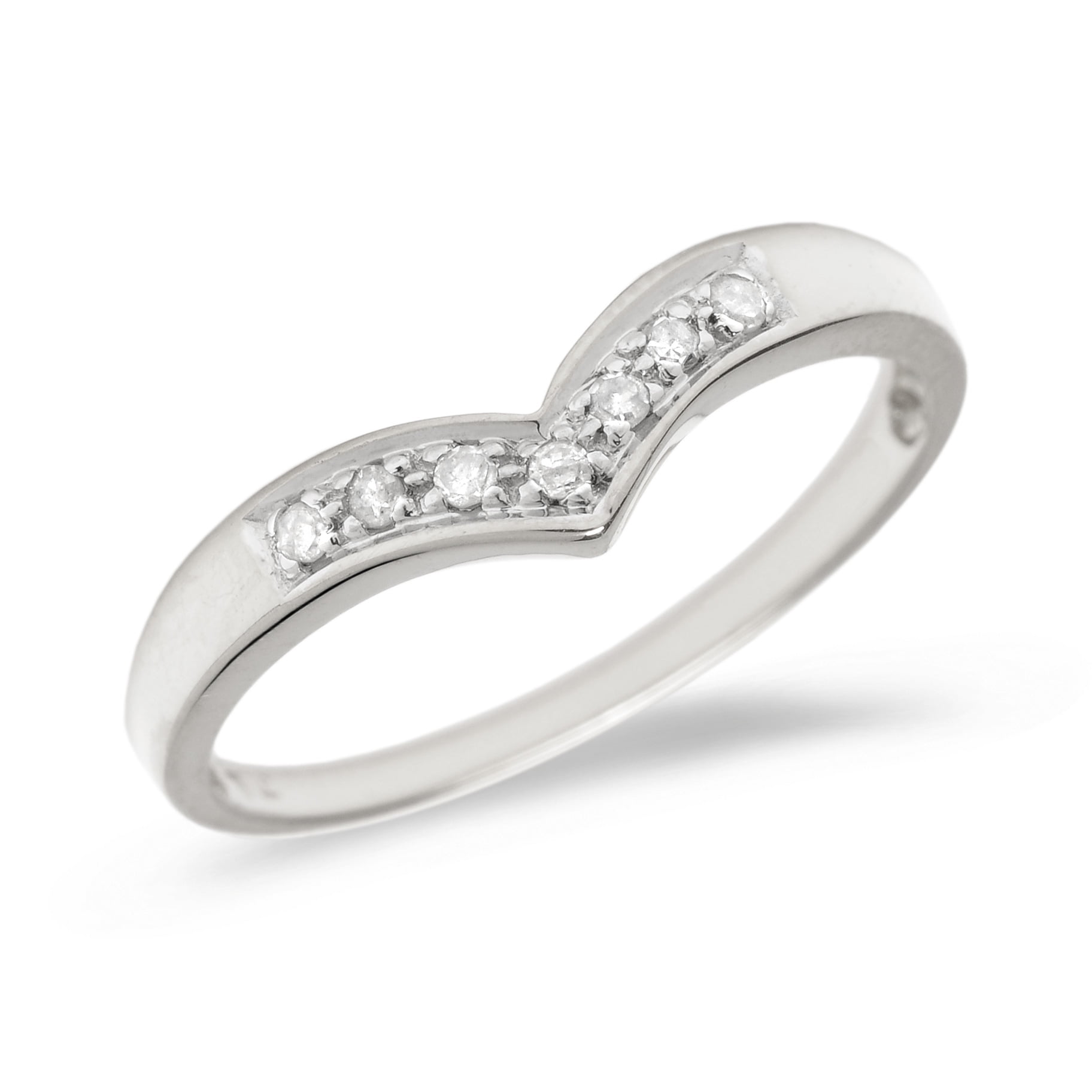 Direct-Jewelry - 10K White Gold Diamond Chevron Ring - Walmart.com ...