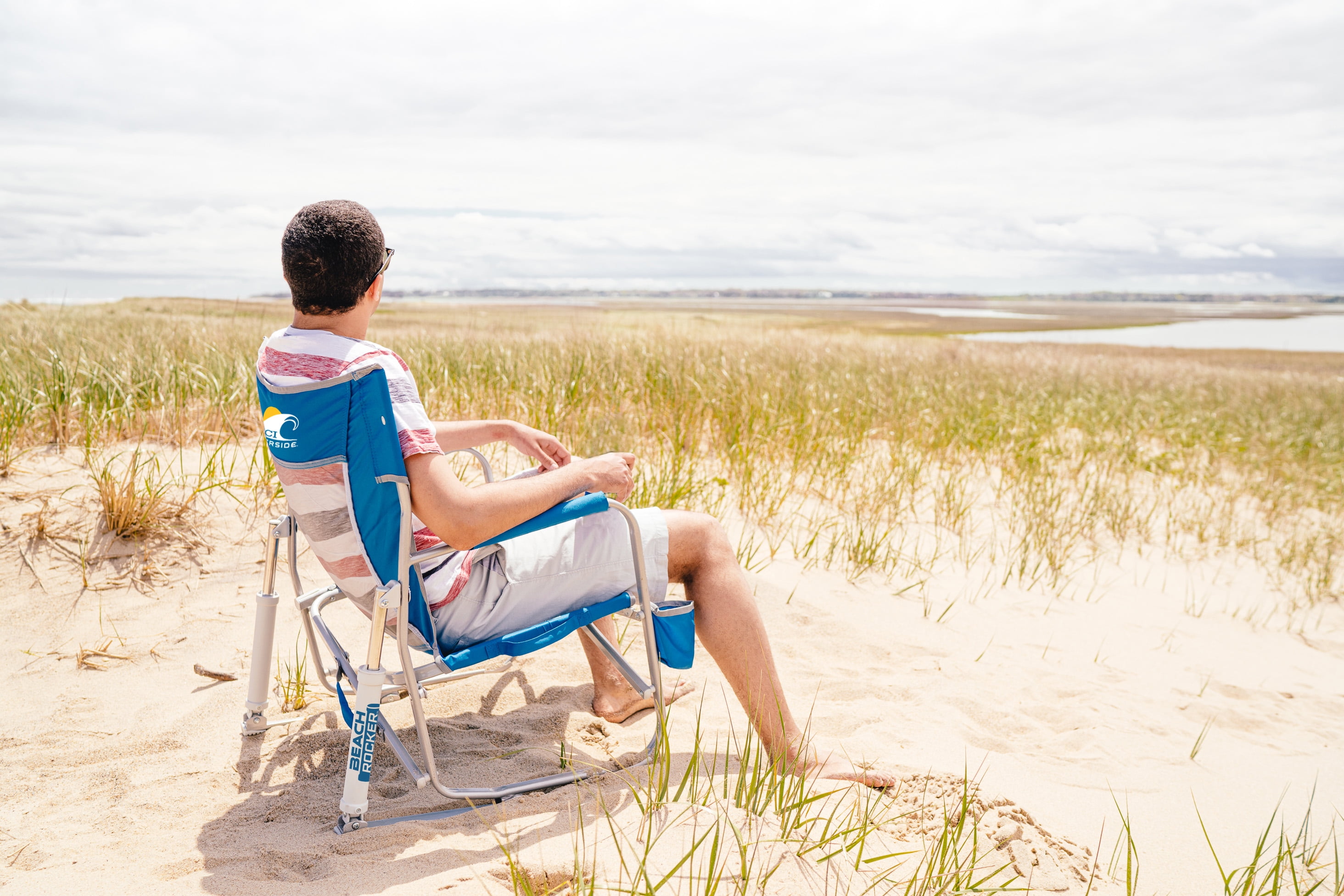 GCI Outdoor Brandclub GCI Outdoor Beach Rocker Foldable Rocking Low Profile Chair Saybrook Blue