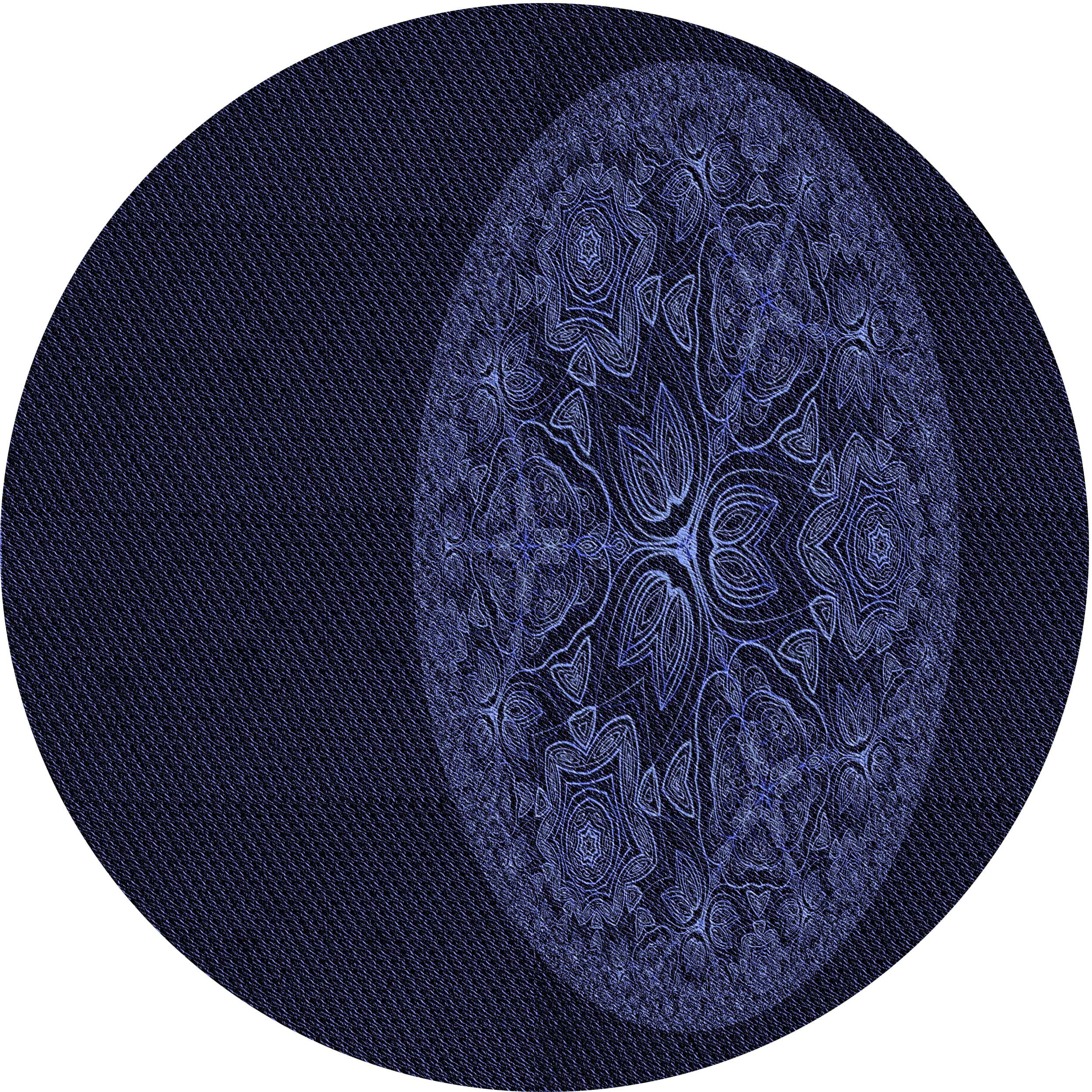 Ahgly Company Indoor Round Patterned Night Black Area Rugs, 8' Round ...