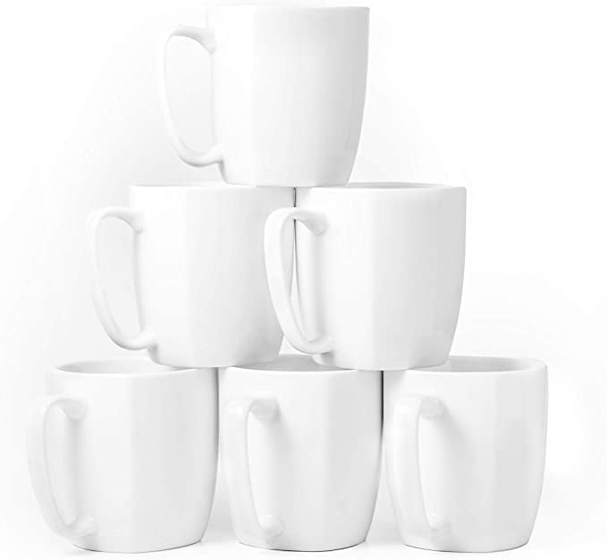 Amuse- Professional Porcelain Bistro Daily Mugs- Set of 6- 14 oz ...