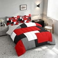 Manfei Bold Red Geometric King Bedding, Abstract Buffalo King Bed in a ...