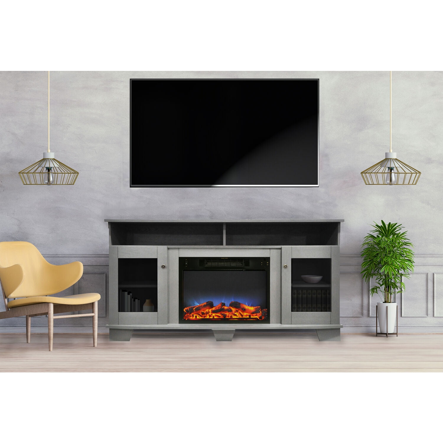 Cambridge Savona Electric Fireplace Heater with 59" Entertainment Stand ...