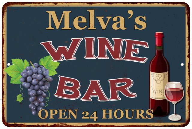 Melva's Green Wine Bar Sign Wall Decor 8 x 12 High Gloss Metal ...