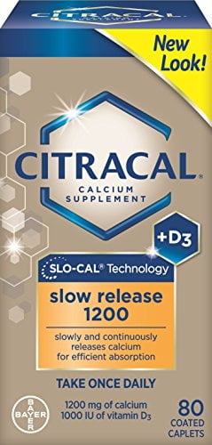2 Pack - Citracal with Calcium D Slow Release 1200, 80 Coated Caplets ...