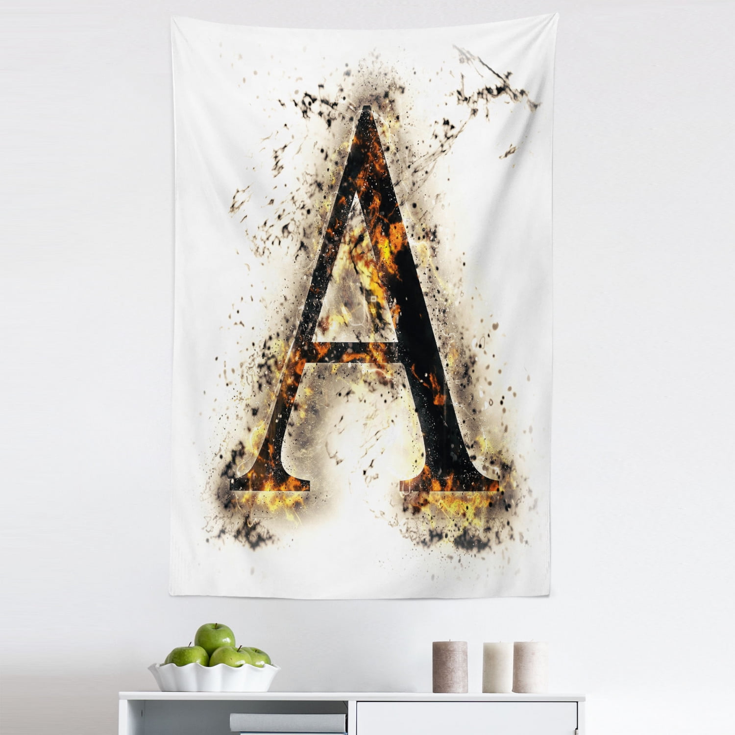 Letter a Tapestry, Fiery Pattern First Letter of Alphabet Texture Worn ...