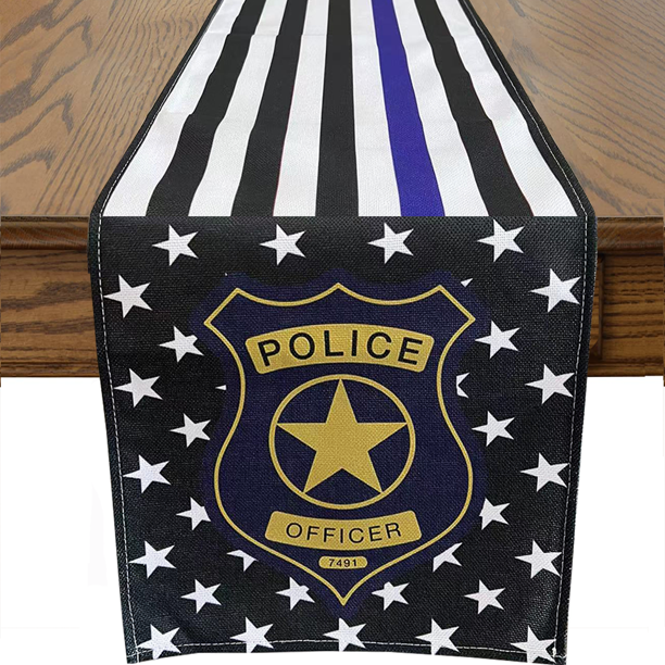 Police Theme Table Runner,Police Theme Tablecloth Kitchen Dining Table ...