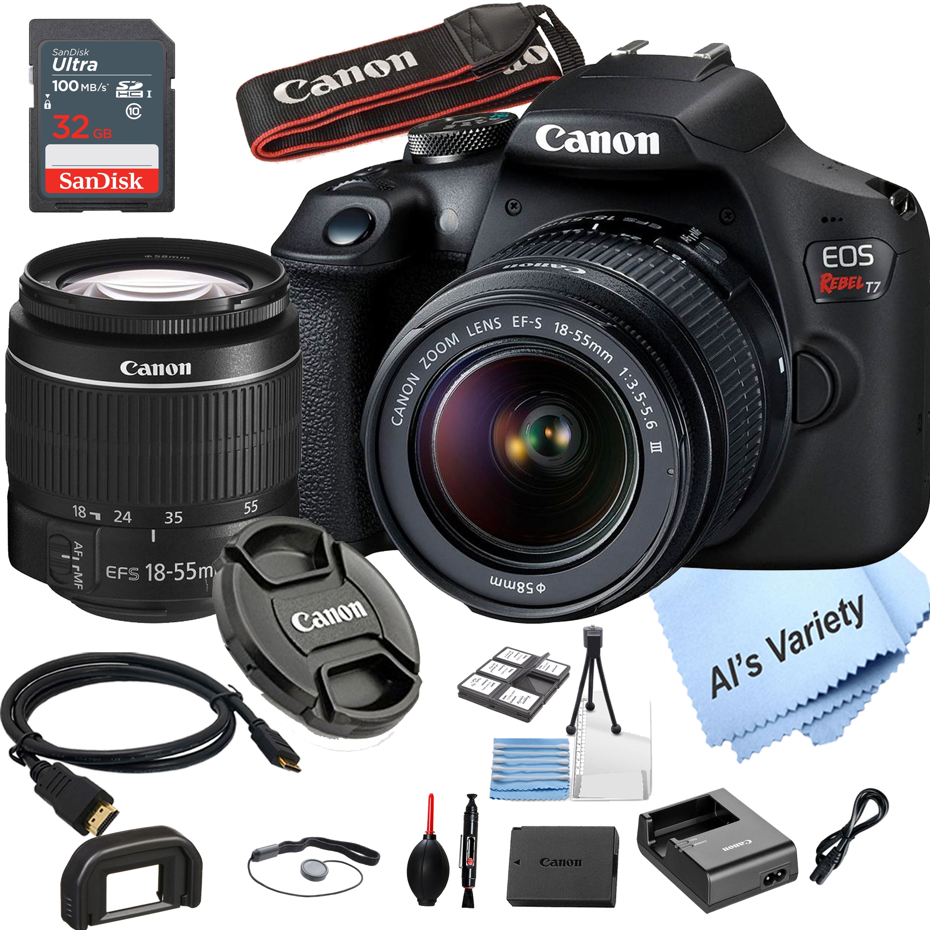Canon EOS Rebel T7 with 18-55mm f/3.5-5.6 Zoom Lens 24.0 Megapixels 9 ...