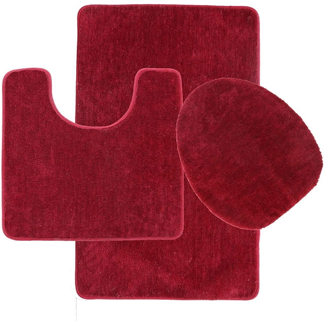 3 Piece Bathroom Rug Set Bath Rug, Contour Mat, and Lid Cover - Walmart.com
