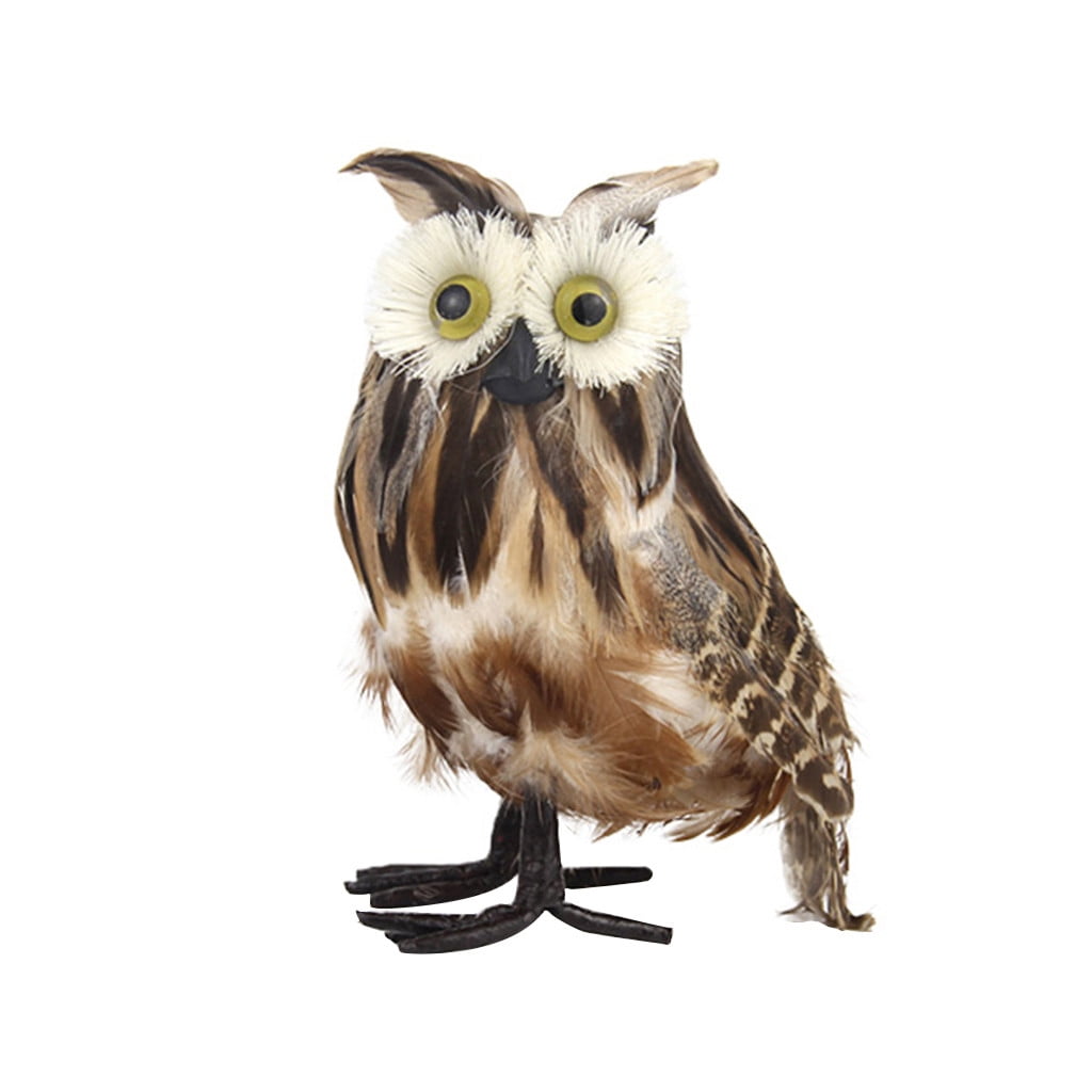 VerPetridure Simulation Owl Gray Artificial Owl Simulation Foam Feather ...