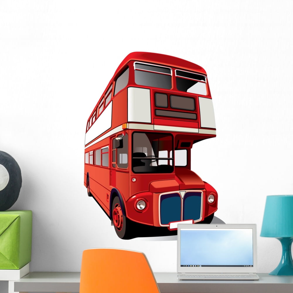 Omnibus Double Decker Bus Wall Decal Sticker, Wallmonkeys Peel & Stick ...