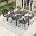 FFZ 5-Piece Cast Aluminum Patio Furniture Set with Blue Cushions for ...
