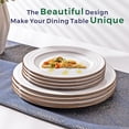Ceramic Dinnerware Sets, 24 count Embossed Elegant Stoneware Plates and ...