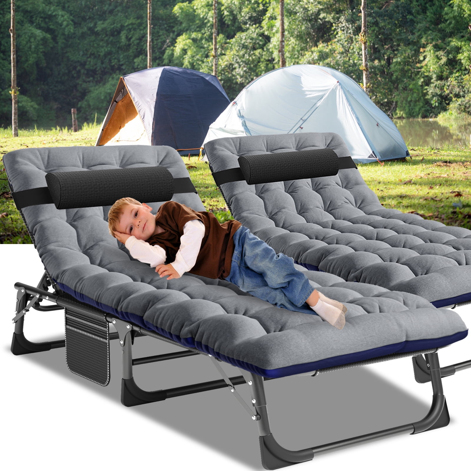 Lilypelle Outdoor Lounge Chair,Portable Sleeping Cots,Camping Cot Bed ...