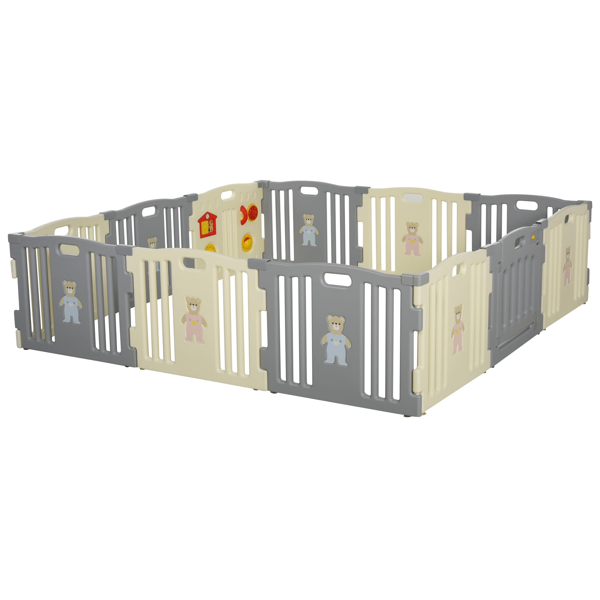 Qaba 12-Piece Children Baby Playpen Kids Activity Center Fence for Kids ...