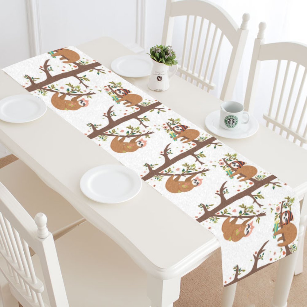 MYPOP Cute Sloth Baby on the Tree Branch Table Runner Placemat 16x72 ...