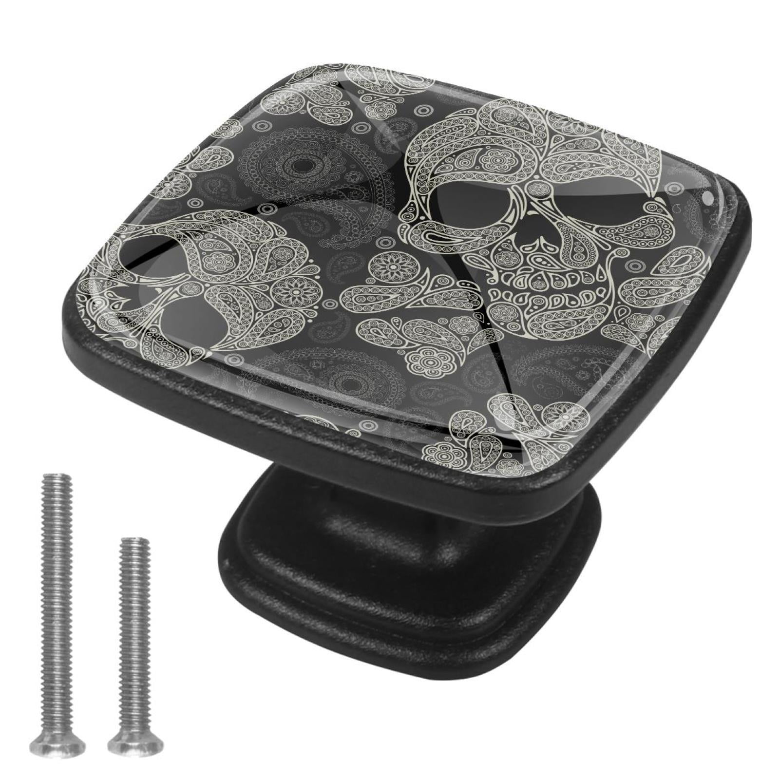 4 Pcs Cabinet Handle Drawer Pulls Skull Knobs with Screws Square ...