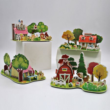 3D Paper Assembly House Model Children DIY Paper Building Architecture ...