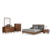 Grey Linen Fabric Walnut Veneer Finish Queen Bedroom Set 5P VIG Nova ...