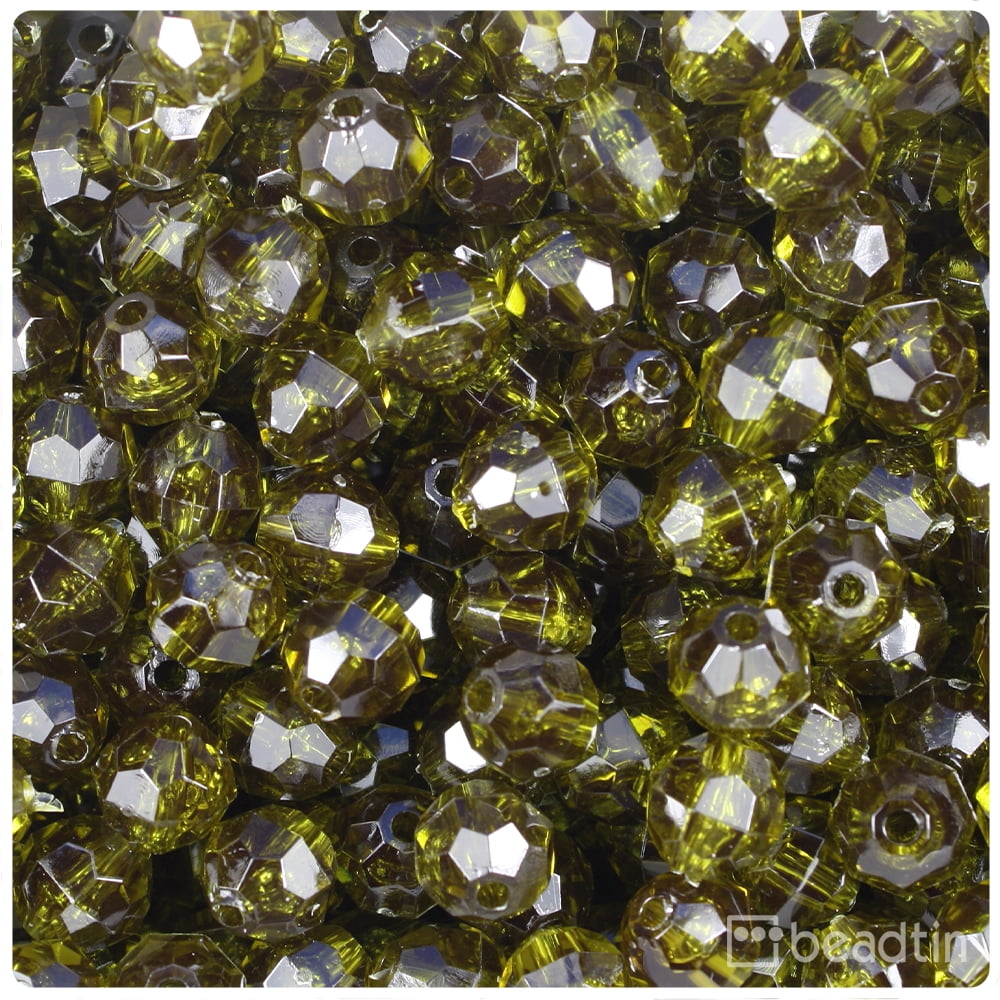 BeadTin Avocado Transparent 10mm Faceted Round Craft Beads (225pcs ...