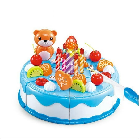 37Pcs Plastic Kitchen Cutting Toy Birthday Cake Pretend Play Food Set ...