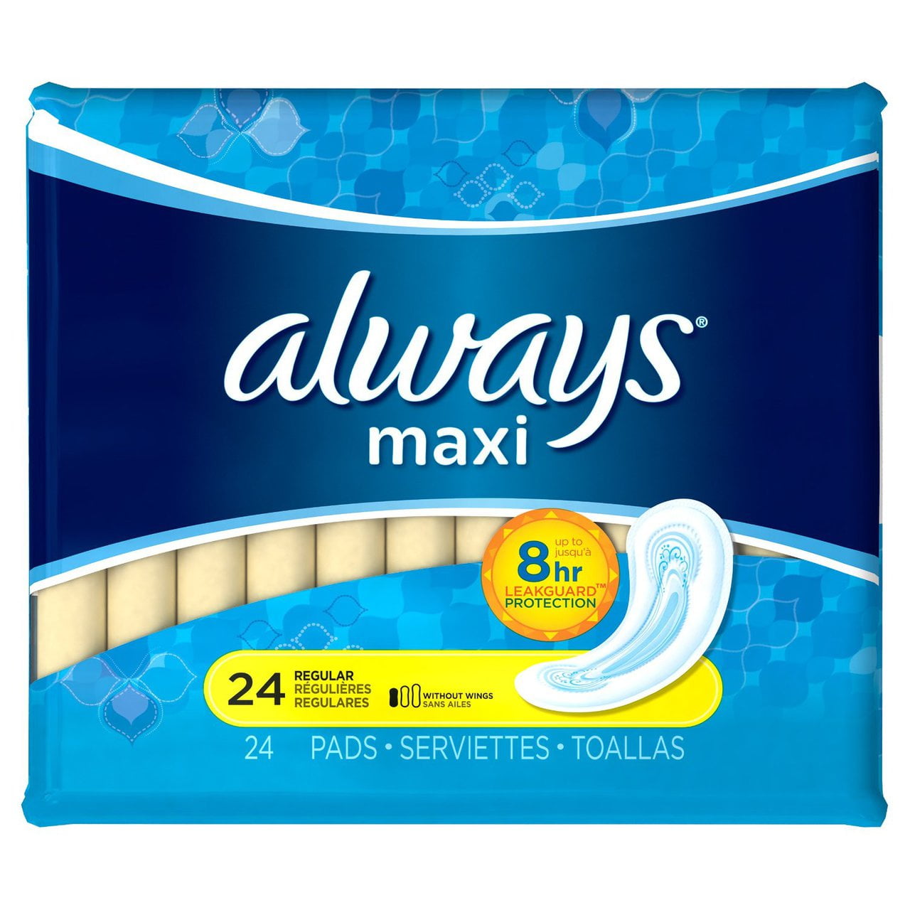 12 PACKS : Always Always Maxi Pads 24ct Regular Non-Wing Unscented, 24 ...