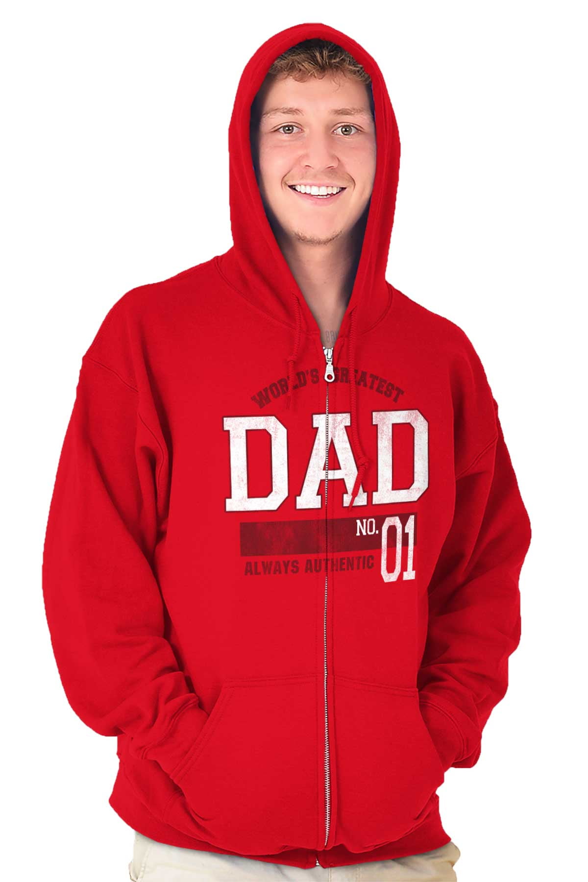 Father's Day Zip Up Hooded Sweatshirts For Men World Greatest Dad Best ...