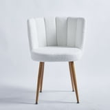 Faux Fur Dining Chairs, Modern Dining Chair with Wood Color Metal Legs ...