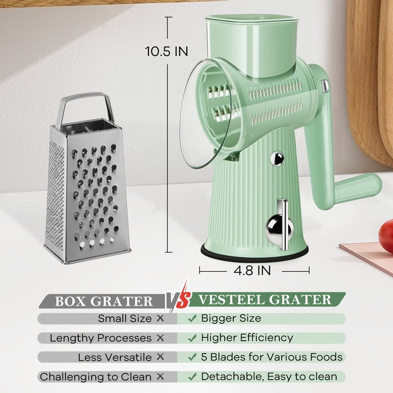 Parmesan Cheese Grater Rotary Cheese Grater With Handle & Upgraded ...