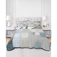 Abstract Quilts Bedding Set California King Beige Blue Grey Color Block ...