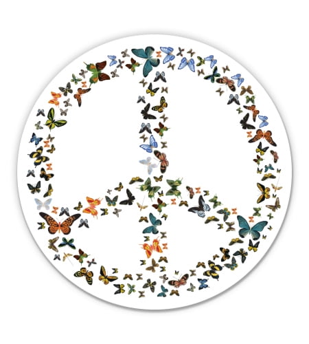 Peace Sign Butterflies - 12" Vinyl Sticker Waterproof Decal - Walmart.com