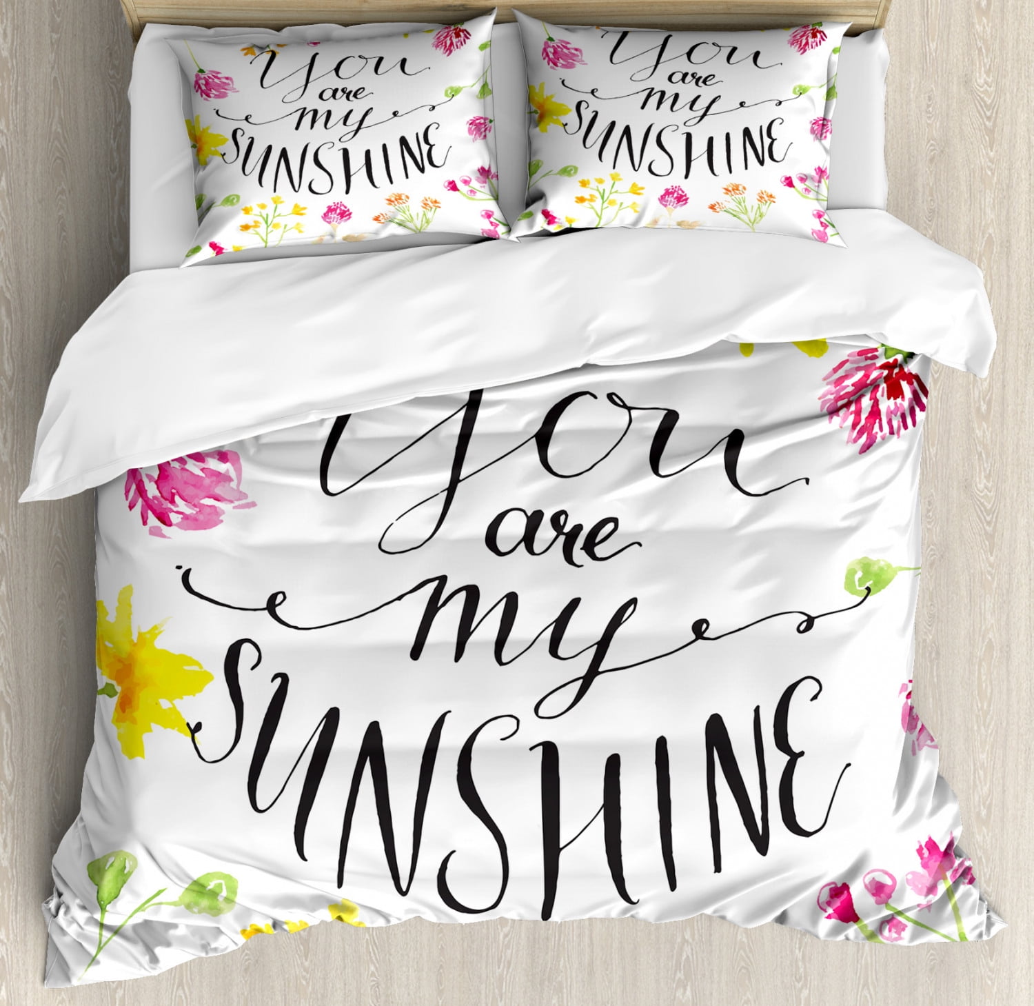 Quote Duvet Cover Set King Size, Modern Loving You are My Sunshine ...