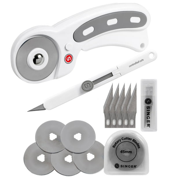SINGER Retractable Craft Knife and Rotary Cutter Set with 6 pack of #11 ...