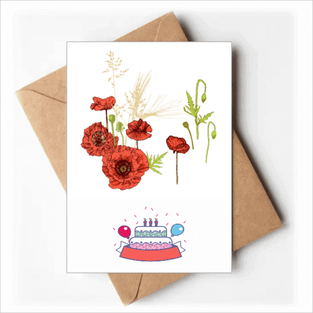 Flowers Painting Corn Happy Birthday Greeting Cards Envelopes Blank ...