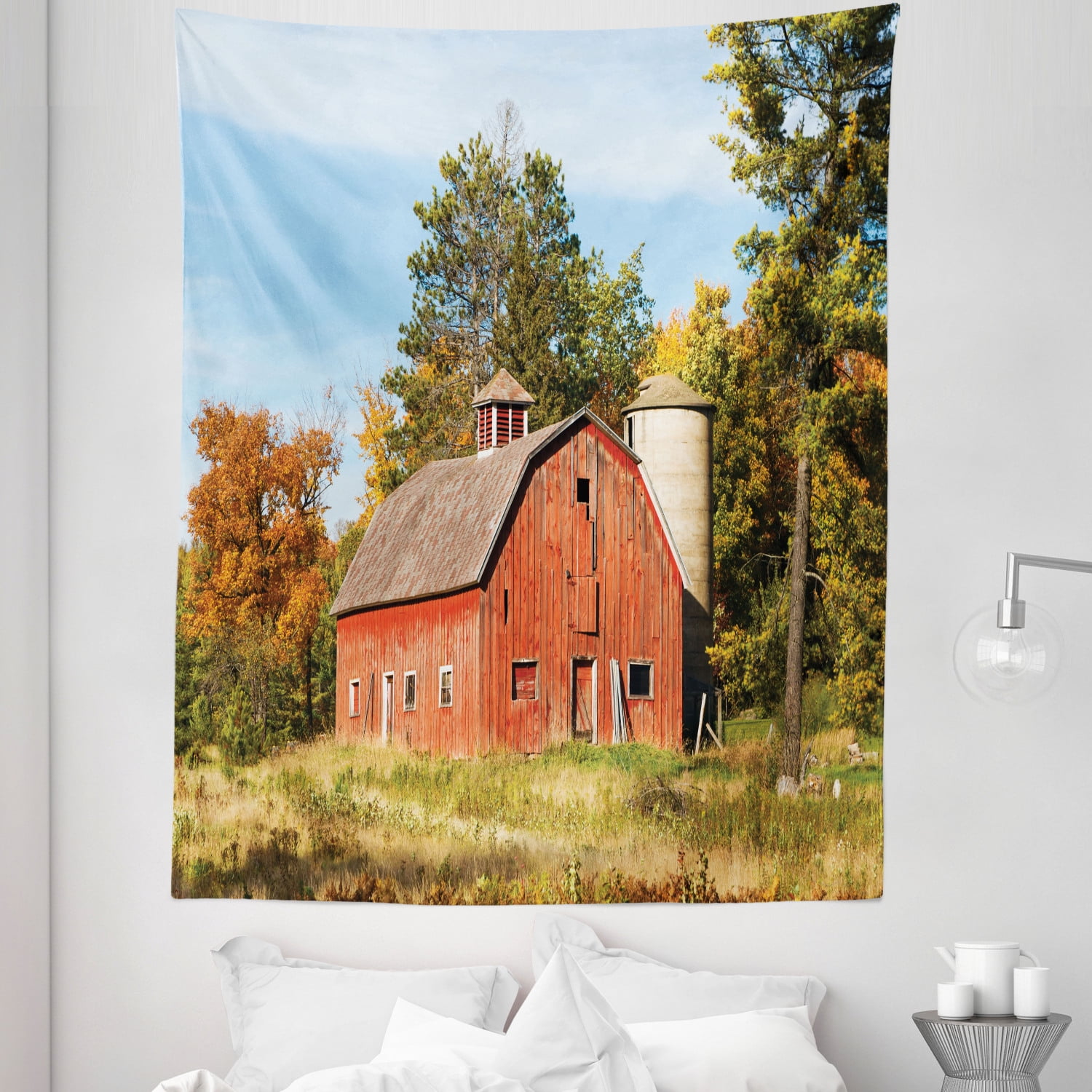 Abandoned Tapestry, Old Barn with Silo Surrounded by Trees with ...