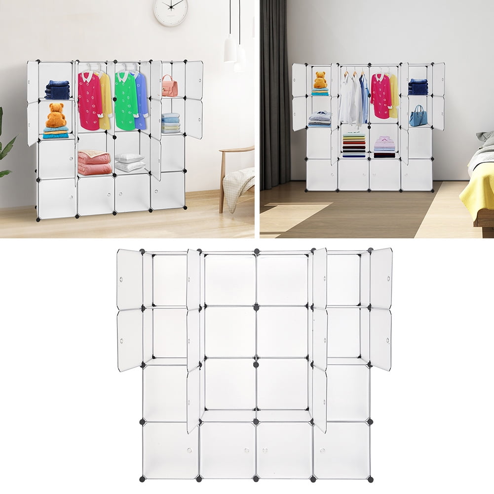 Yucurem Modular Closet Organizer Plastic Cabinet, 16 Cube Wardrobe ...