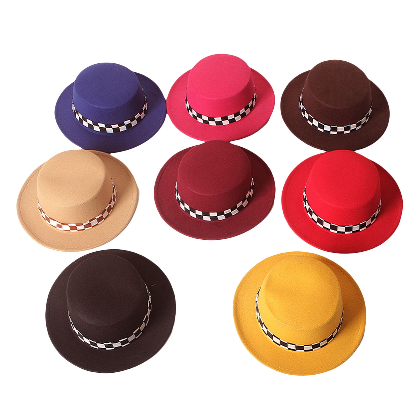 Kids Classic Wide Brim Fedoras Hat Boys and Girls Felt Hat with Plaid ...