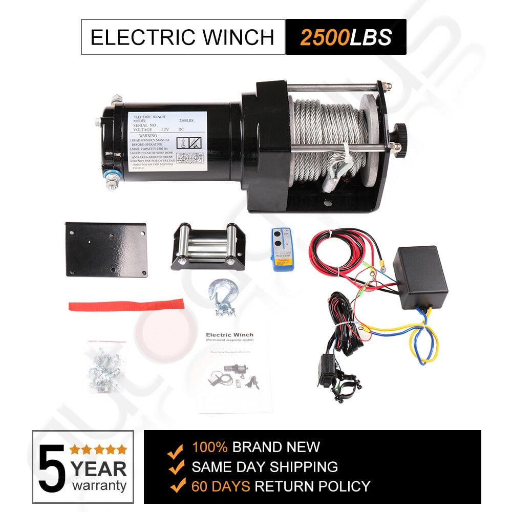 ATV UTV Winch 2500LBS UTV Electric Winch Steel Cable Offroad Remote ...