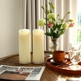 Amagic 9 " x 3 " Wax Flameless Candles, Ivory Flickering Glow Moving ...