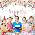 Happily Ever After Backdrop Wedding Pink Rose Gold Flowers Background ...