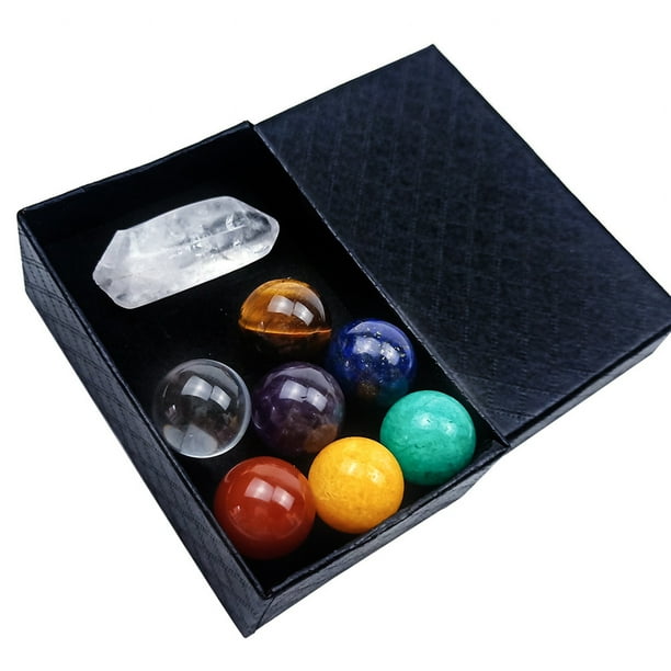 CAROOTU 7 Chakra Crystal Ball Sphere Set 7 Roller Chakra Gems with ...