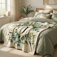 Initial J Flannel Blanket Throw, Letter Theme Eucalyptus Floral Soft ...