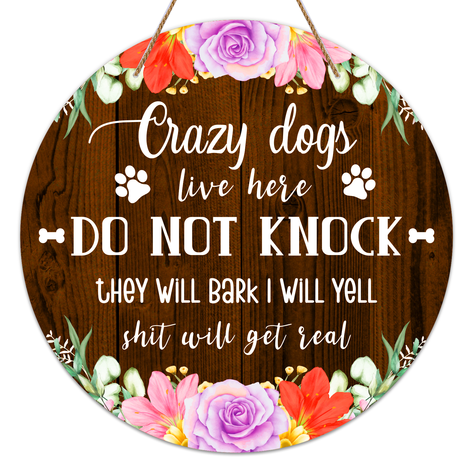 Wall Hangings Dog Sign Crazy dogs live here sign Dog wooden sign Dogs ...