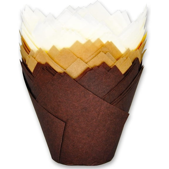 Jumbo Extra Large size Brown Tulip Baking Cups 2-1/4"(Base diameter) x ...